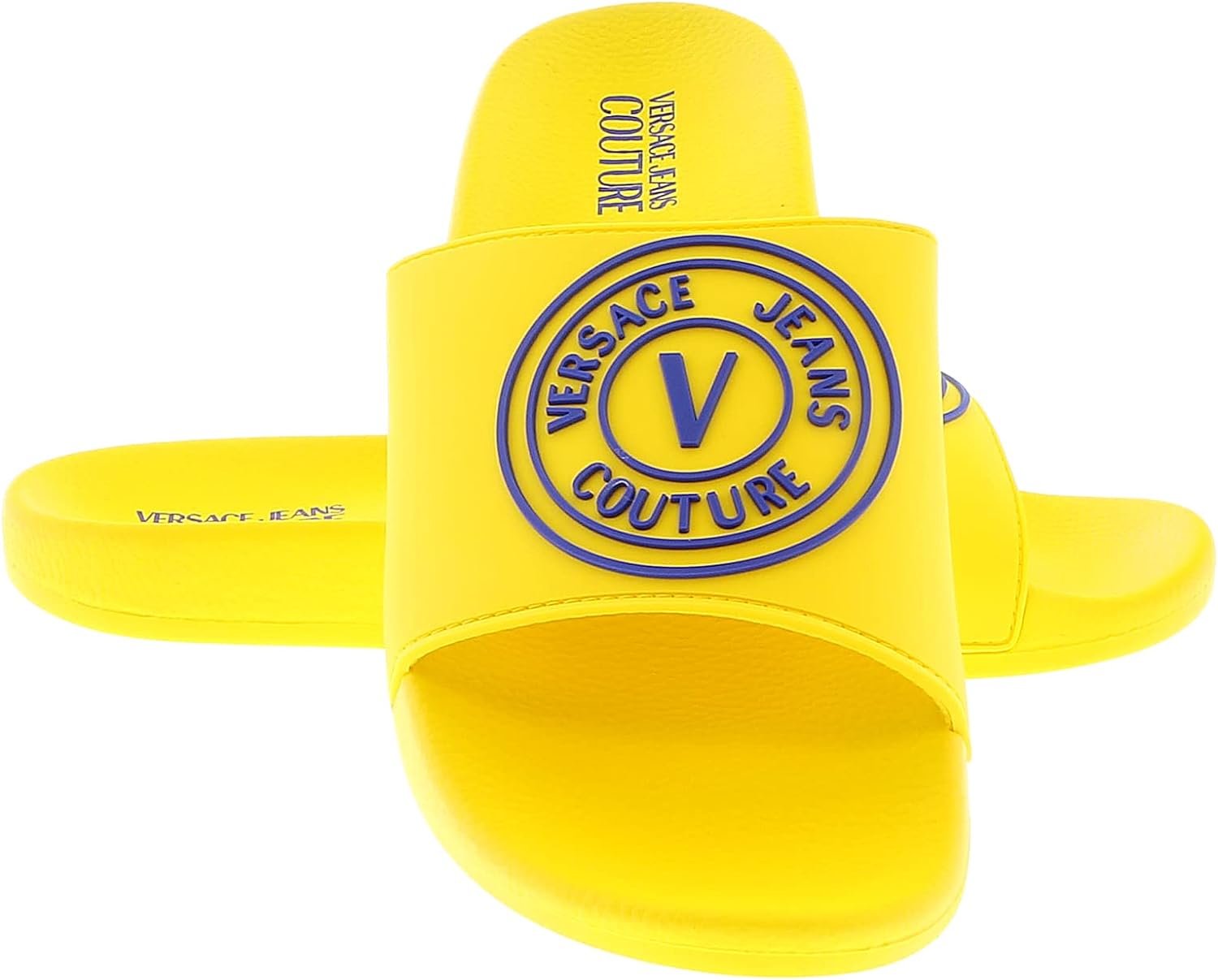 Versace Jeans Couture Yellow Pool Slides for Summer Fashion